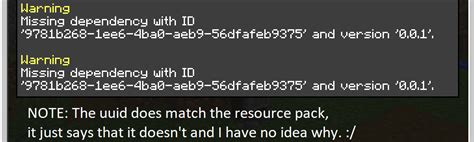 Missing Uuid Dependencies Behavior Pack Please Help Rminecraft