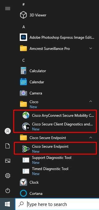 Broken Shortcut Links In Start Menu After Secure Client Secure Endpoint Update To 8 0 X Running
