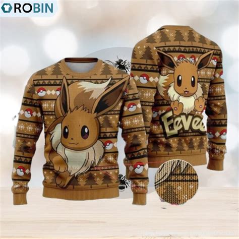 Eevee Ugly Christmas Sweater Sweatshirt Anime Xmas Pocket Monster Robinplacefabrics