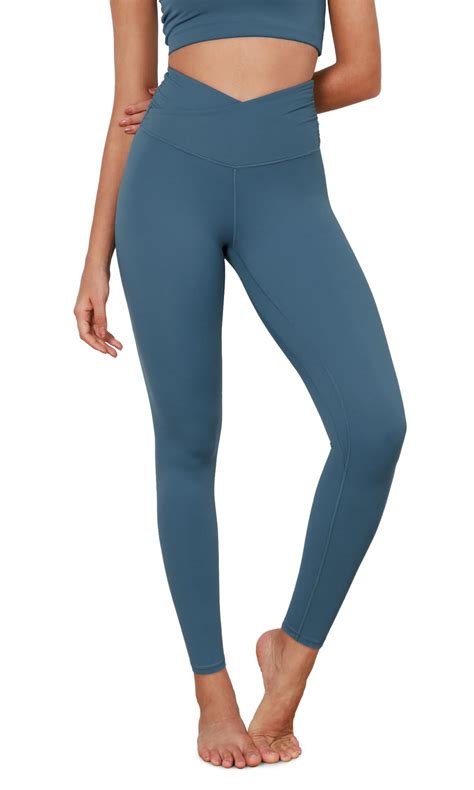 Ododos Womens Cross Waist Full Length Yoga Leggings With Inner Pocket