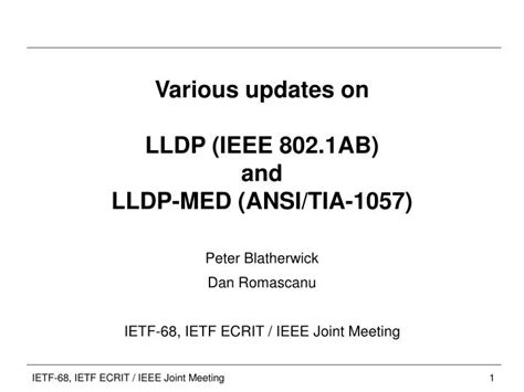 PPT Various Updates On LLDP IEEE 802 1AB And LLDP MED ANSI TIA