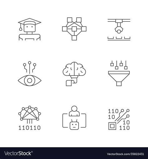 Set Line Icons Machine Learning Royalty Free Vector Image