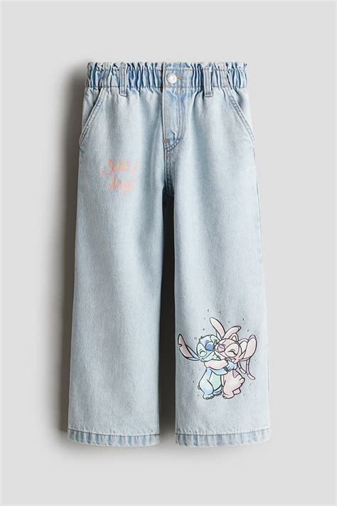 Wide Leg Jeans с мотиви Светлосин денимЛило и Стич ДЕЦА Handm Bg