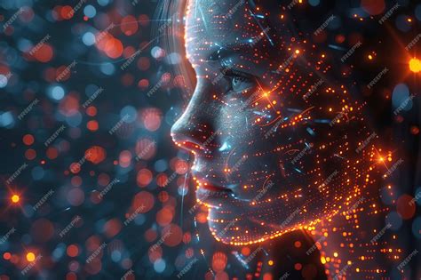 Premium Photo Digital Portrait Of A Woman With Futuristic Neural Network Artificial