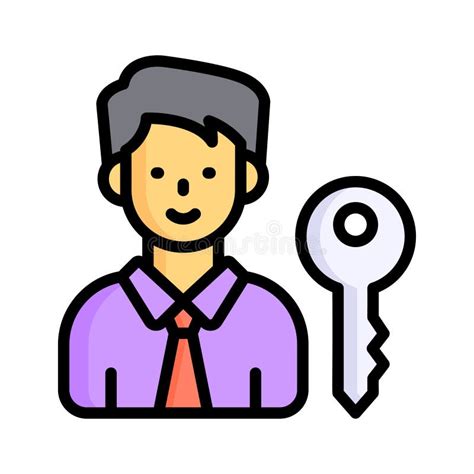 Key Icon With Person Representing Access Or Permissions Stock Vector Illustration Of Entry