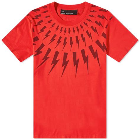 Neil Barrett Mens Fairisle Thunderbolt T Shirt In Whiteblack Neil Barrett