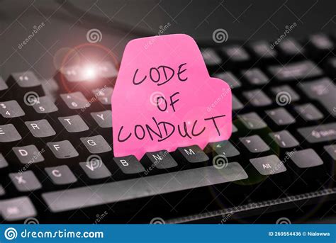 Hand Writing Sign Code Of Conduct Concept Meaning Ethics Rules Moral