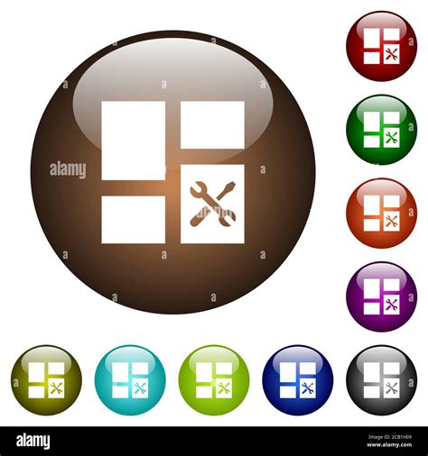 Dashboard Tools White Icons On Round Color Glass Buttons Stock Vector