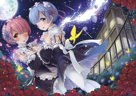 Fondos De Pantalla Flores Noche Anime Chicas Anime Pelo Azul