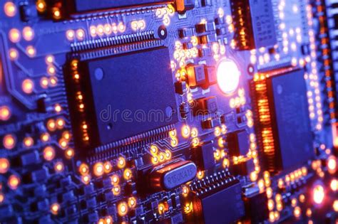 Computer Microchips And Processors On Electronic Circuit Board Computer Hardware Technology