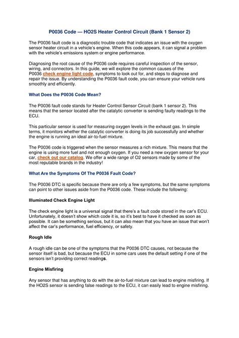 PPT P Code HO S Heater Control Circuit Bank Sensor PowerPoint Presentation ID