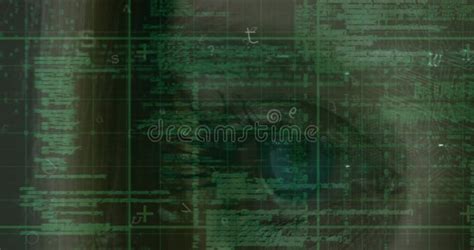 Image Of Data Processing And Digital Padlock Over Caucasian Woman Eye