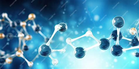 Premium Photo Horizontal Banner With Model Of Abstract Molecular Structure Background Of Blue