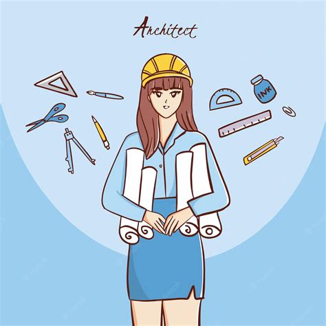 Premium Vector Architect Female Illustration
