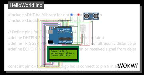 Lcd Suhu Jarak Wokwi ESP32 STM32 Arduino Simulator