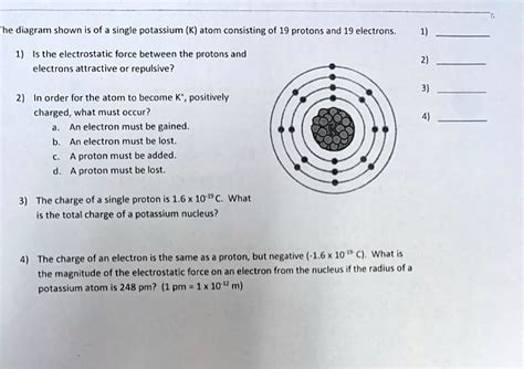 Solved The Diagram Shown Is Of A Single Potassium K Atom Consisting