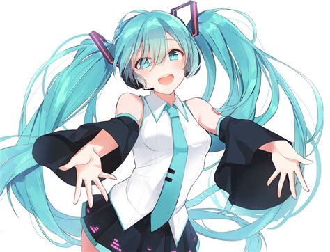 Aqua Eyes Aqua Hair Blush Goroo Eneosu Hatsune Miku Long Hair