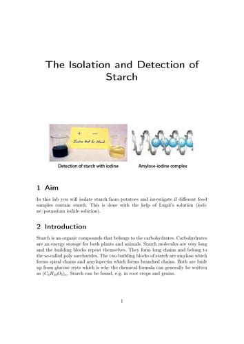Isolation And Detection Of Starch Practical Teaching Resources