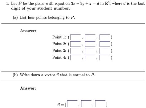Solved Let Pbe The Plane With Equation R Y
