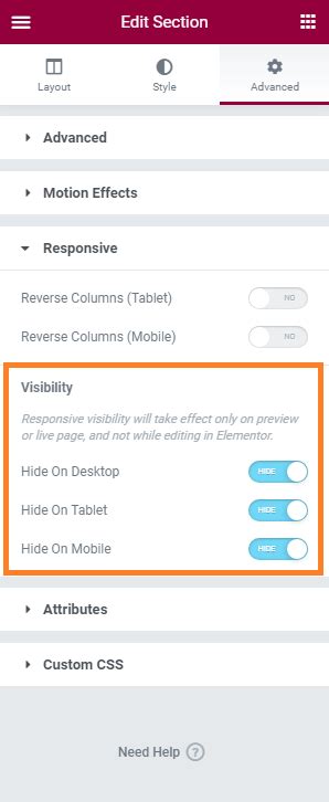 elementor remove markup of hidden element damien carbery website