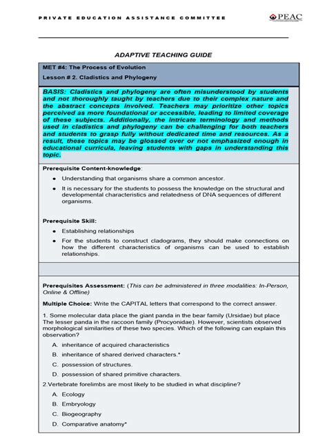 Atg Cladistics And Phylogeny Pdf Phylogenetics Phylogenetic Tree