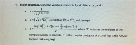 4 Scalar Equations Using The Variables Created In