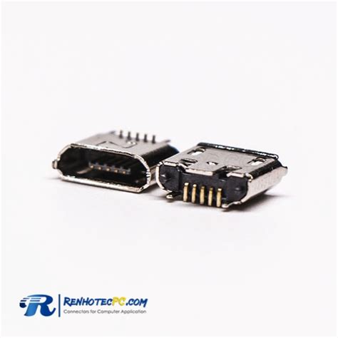 Micro Usb B Type Female Plug 5 Pin Smt Straight For Pcb