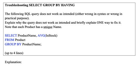 Solved Troubleshooting SELECT GROUP BY HAVING The Following Chegg