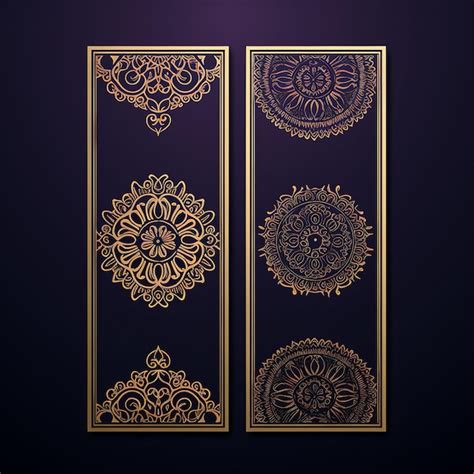 Premium Photo Circular Persian Pattern Tag Card Royal Purple And Gold