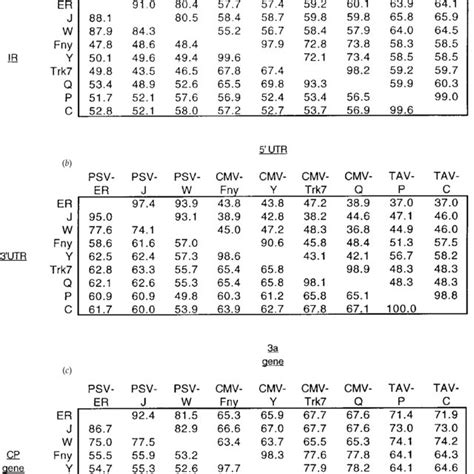 Percentage Nucleotide Sequence Identity Of Rna3 Between Psv Strains And