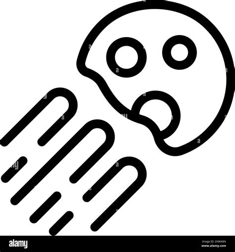 Simplistic Line Art Of A Ghost Emoji In A Black And White Color Scheme