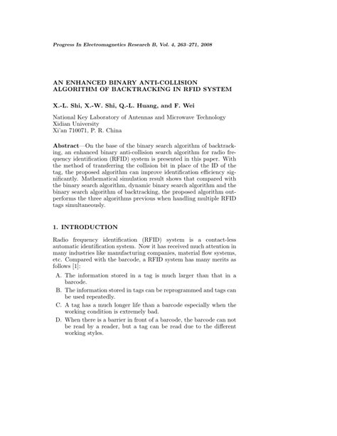 Pdf An Enhanced Binary Anti Collision Algorithm Of Backtracking In