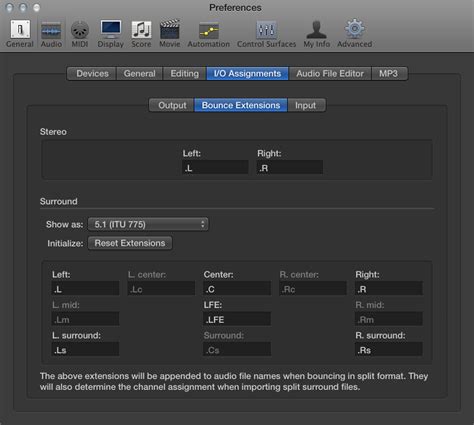 Bounce Extensions Preferences Logic Pro X Help