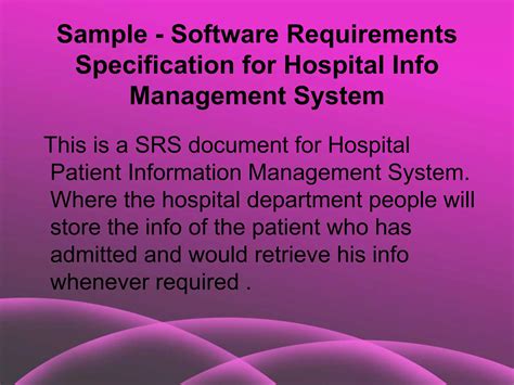 Sample Software Requirements Specification For Hospital Info Management System Ppt