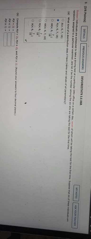 Solved 3 3 6 Points DETAILS PREVIOUS ANSWERS DEVORESTAT9 Chegg Com