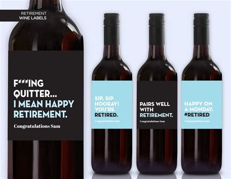 New Retirement Wine Labels Funny Retirement T Pairs Well With