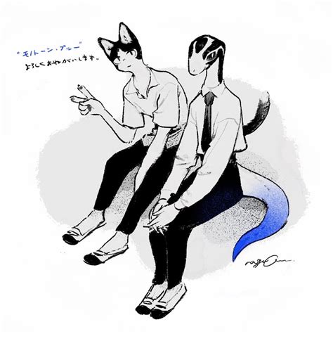 Hachi And Aoi Monotone Blue Drawn By Nagabe Danbooru