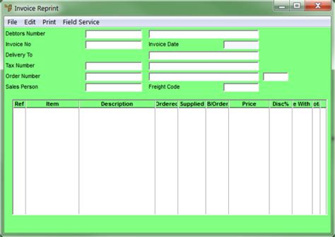 Reprint Invoice Overview