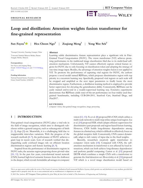 PDF Loop And Distillation Attention Weights Fusion Transformer For Finegrained Representation
