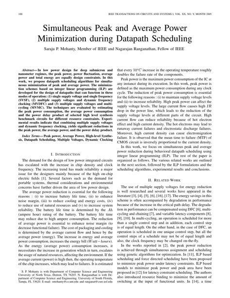 pdf simultaneous peak and average power minimization during datapath