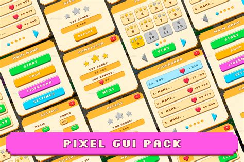 Pixel Game Ui Pack Game Assets Graphicriver