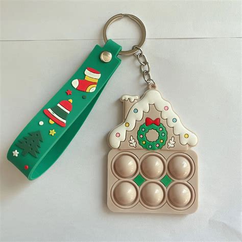 Simple Fidget Buttons Keychain Toy Popping Keyring Bubble Push It Key