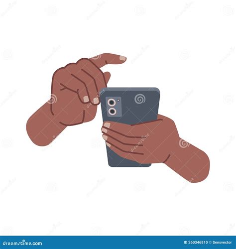 Hand Holding Smartphone Tapping On Screen Stock Vector Illustration