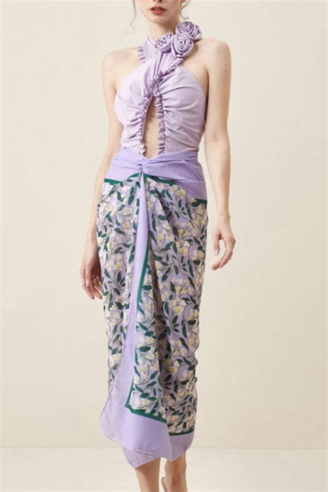 3d Flower Cutout Ruffled Halter One Piece Swimsuit Shopperboard