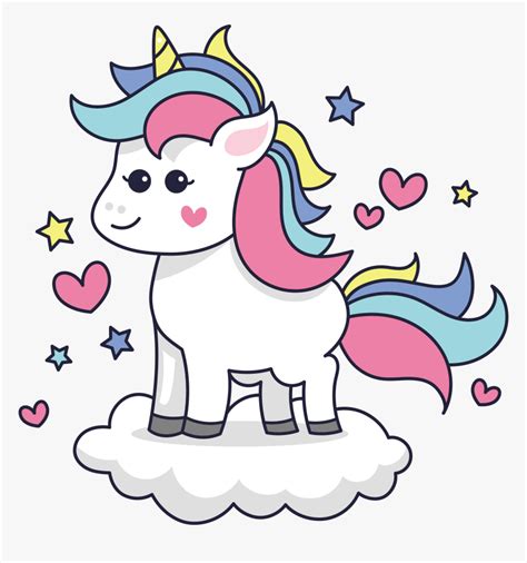 Cute Unicorn On A Cloud Hd Png Download Kindpng