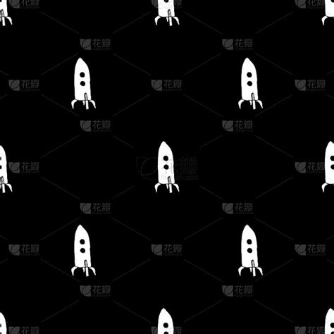 火箭无缝模式。可爱的涂鸦太空飞船素描。手绘卡通矢量插图