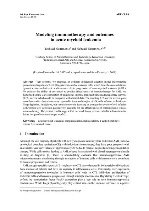 PDF Modeling Immunotherapy And Outcomes In Acute Myeloid Leukemia