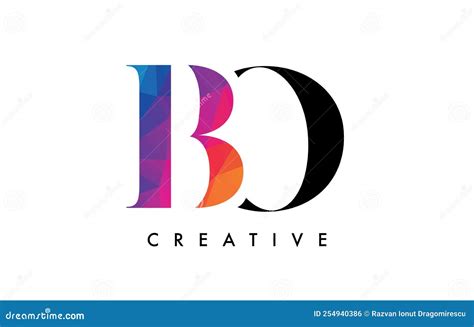 Bo Letter Design With Creative Cut And Colorful Rainbow Texture Stock