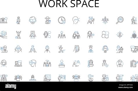 Work Space Line Icons Collection Synergy Cohesion Partnership Cooperation Coordination