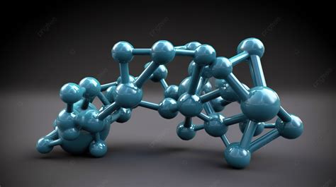 Blue Molecule Structure In 3d Render On A Grey Background Molecular